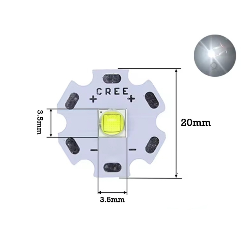 LED CREE سفید مهتابی 3.6V-3W به همراه هیت سینک