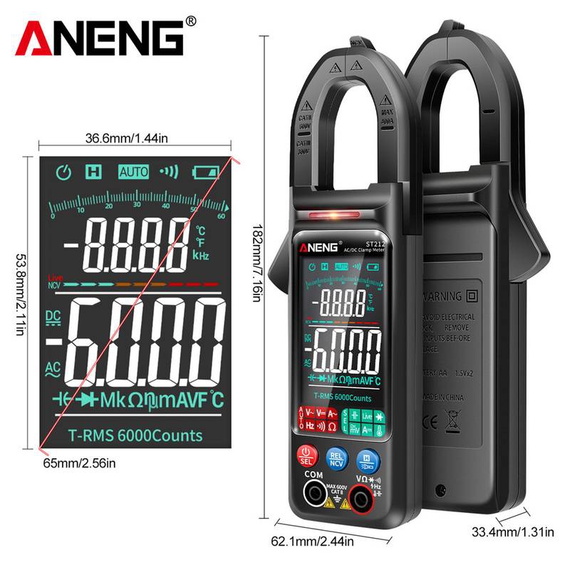 کلمپ متر دیجیتالی AC ـ 400 آمپر ANENG مدل ST212
