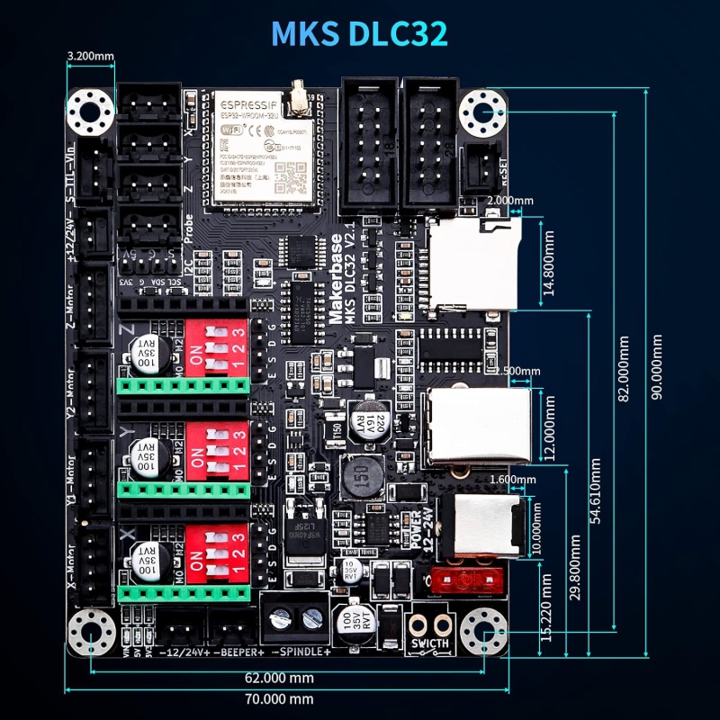 برد کنترل آفلاین CNC و دستگاه لیزر MKS DLC32 V2.1 با پشتیبانی از ESP32