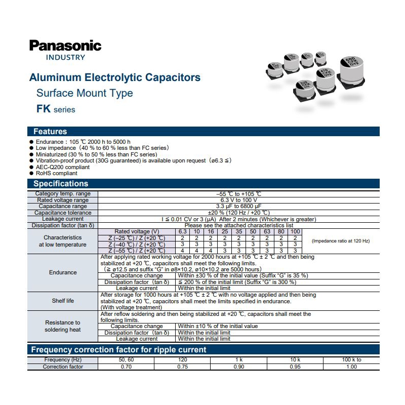 خازن SMD الکترولیت 1000uF / 25V سایز 12.5x13.5 مارک Panasonic