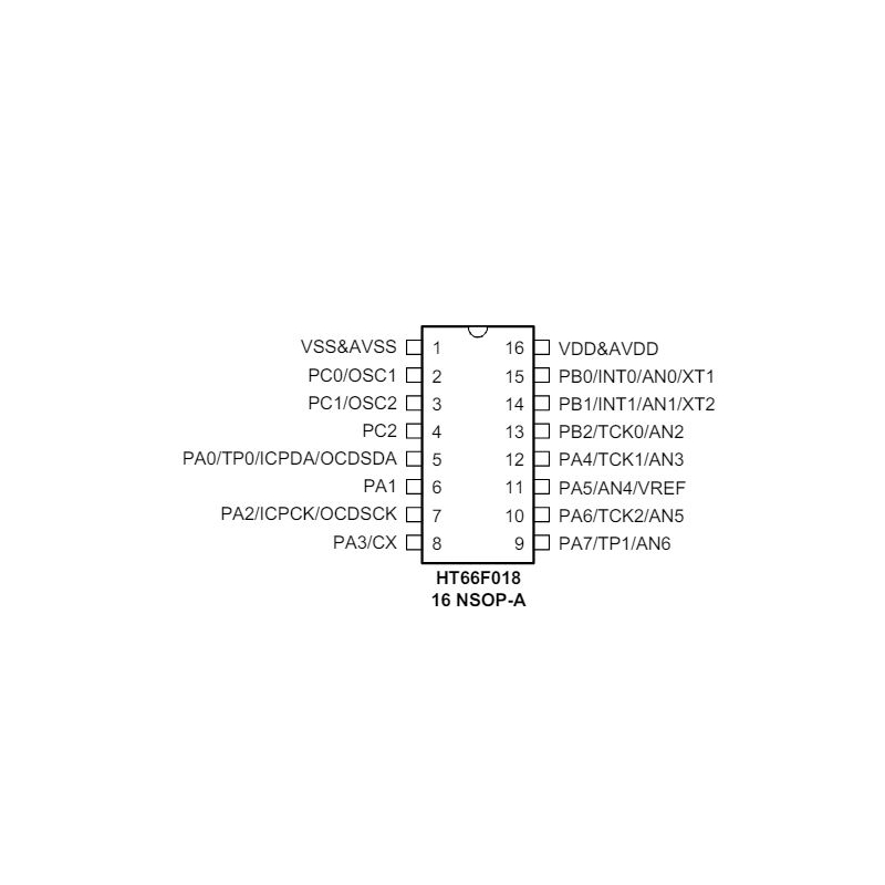 میکروکنترلر HT66F018 مارک HOLTEK پکیج SOP-16