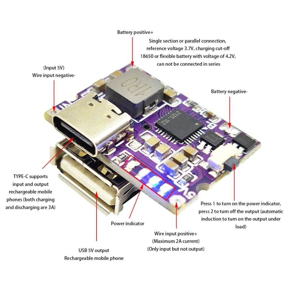 ماژول شارژر لیتیوم یون دارای خروجی USB مدل LX-LBC3.1